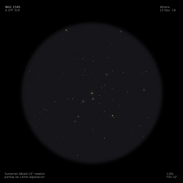 open cluster sketches (non Messier) - Deepskysketch